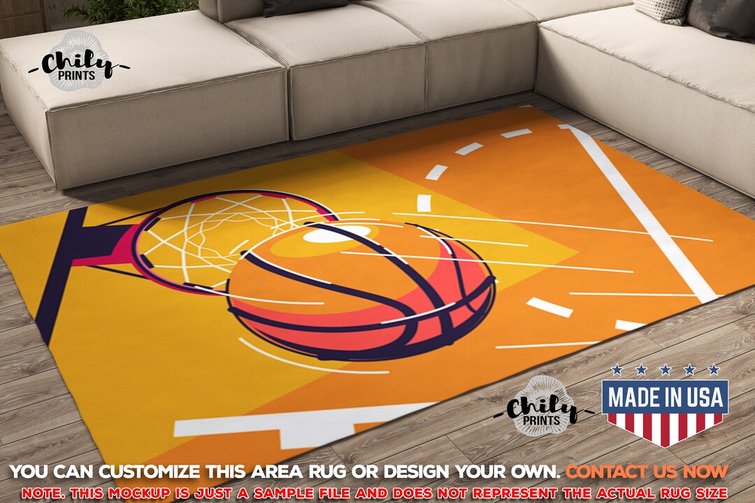 Area Rugs With Basketball Hoop Print, Basketball Decor Rug, Basketball ...
