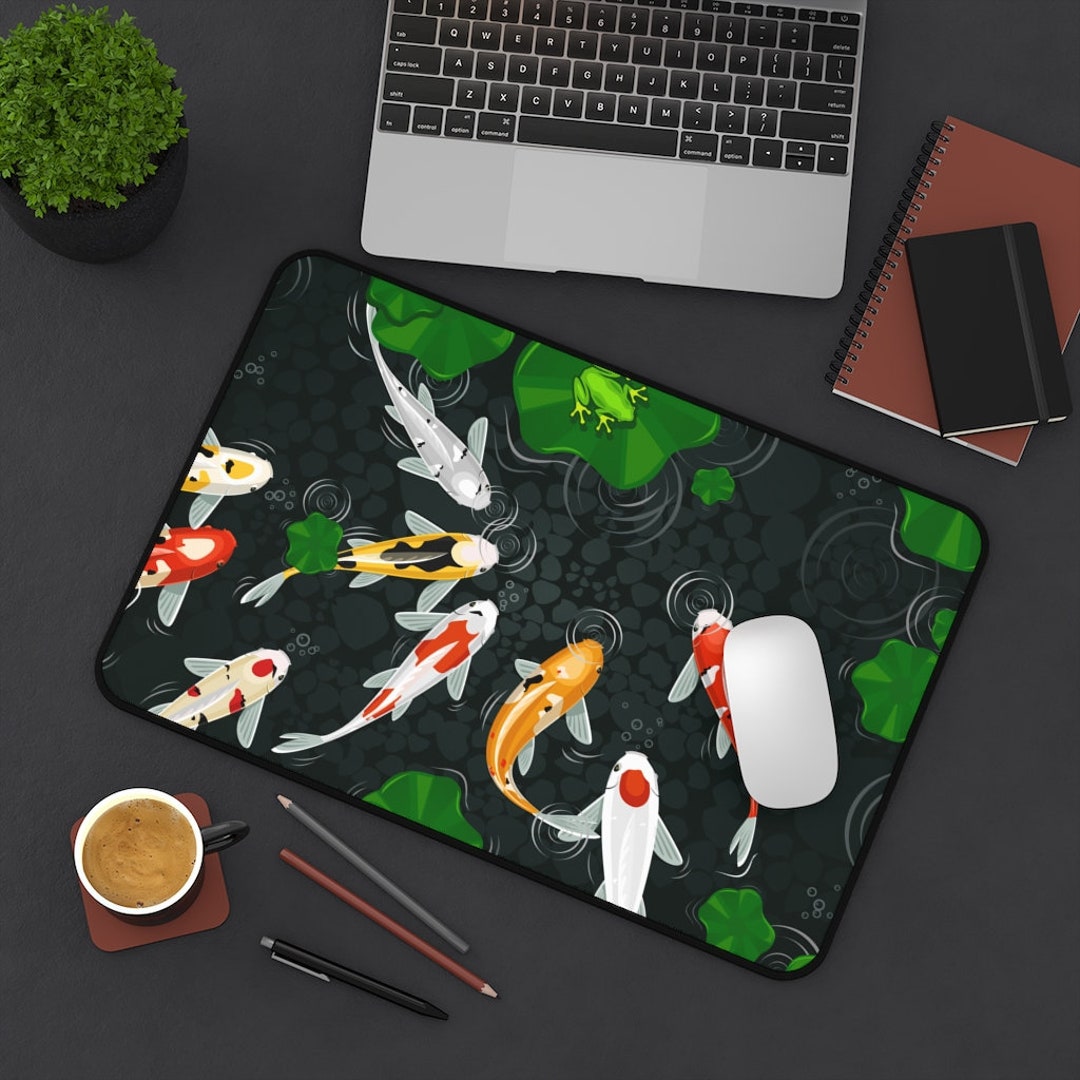 Japanese Koi Fish Desk Mat, Japanese Koi Fish Extended Mouse Pad, Cute ...