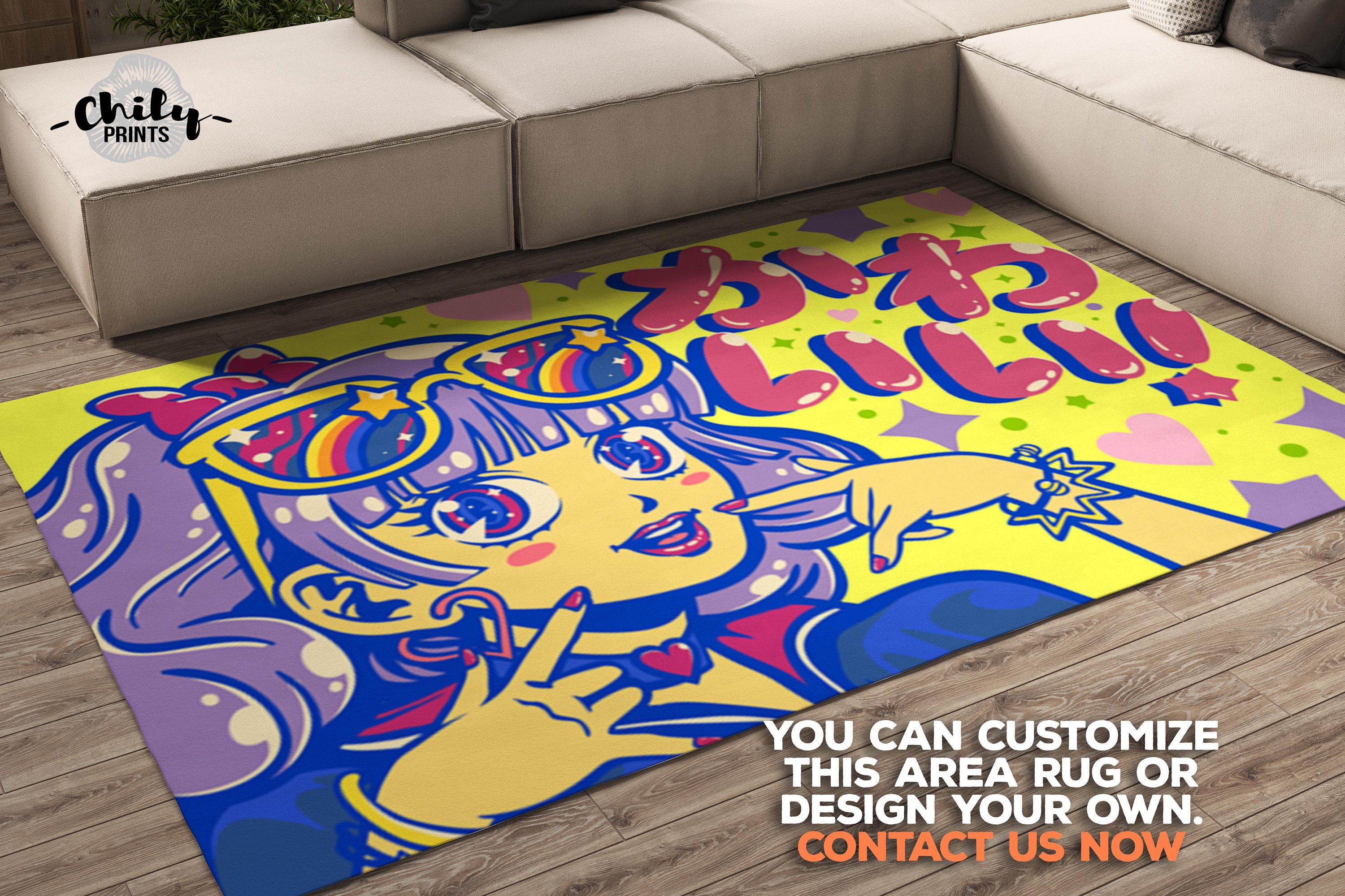 Kawaii Area Rug Pop Art Kawaii Idol Girl Carpet Room Decor | Etsy