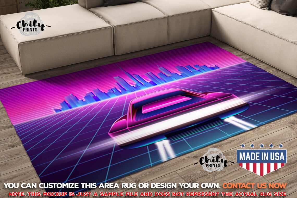 Retro Wave Area Rug 1980s Style Carpet 80s Retro Sci-fi Room - Etsy