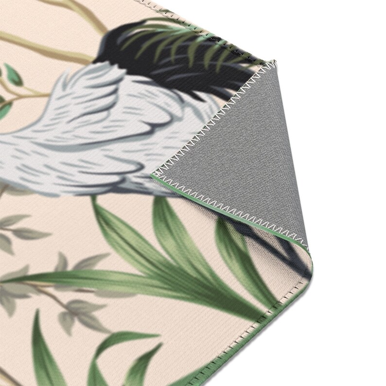 Crane Birds Area Rug Vintage Style Pomegranate Tree Plant With | Etsy