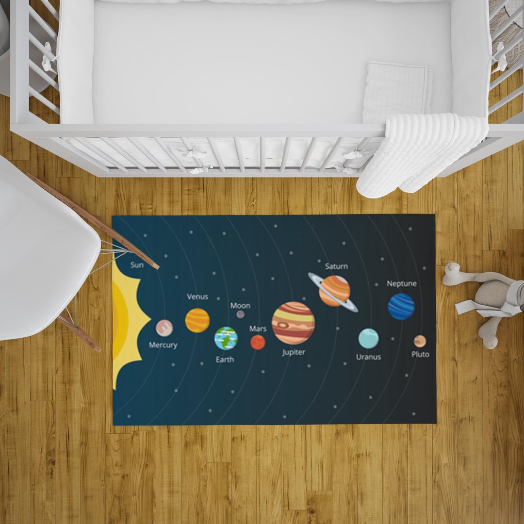 Solar System Area Rug Kids Room Decor Galaxy System Solar With Planets ...