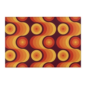 70's Area Rug, Retro Art Print Carpet Room Decor, 1970s Style Print ...