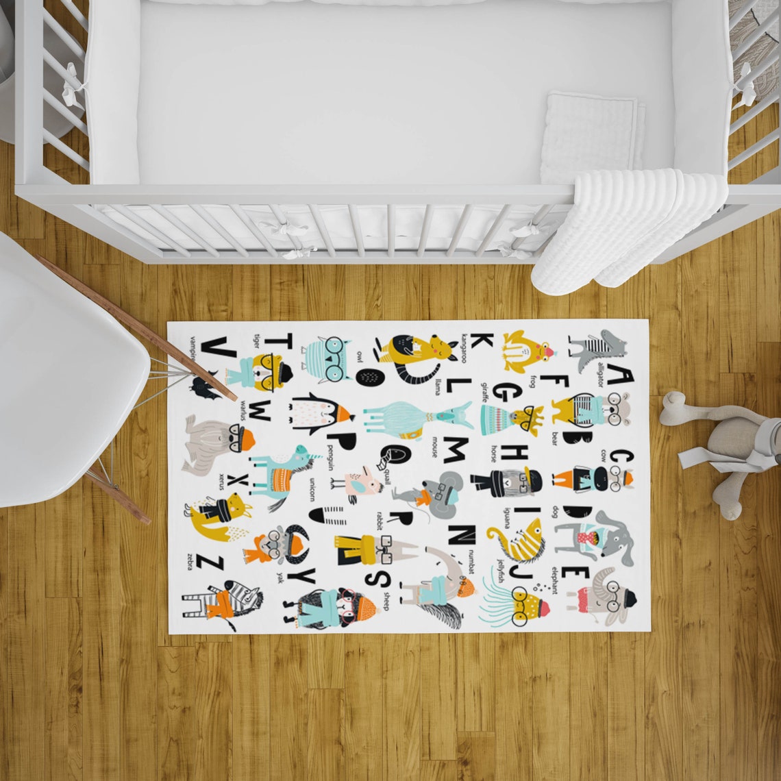 Zoo Alphabets Area Rug Kids Abc Alphabet Cartoon Carpet - Etsy