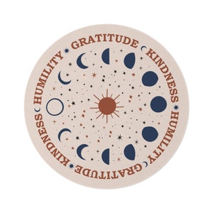 Phases of the Moon Round Rug, Celestial Stars and Sun Illustration Home ...