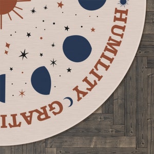 Phases of the Moon Round Rug, Celestial Stars and Sun Illustration Home ...