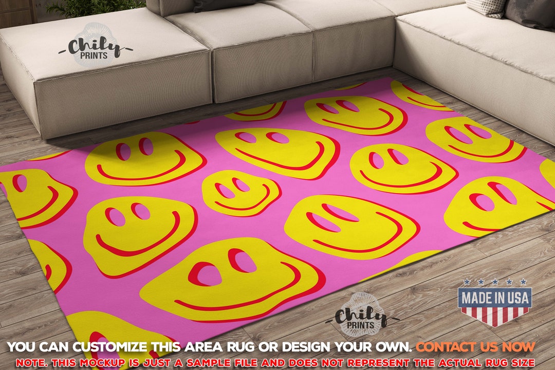 Y2K Area Rugs, Cute Trendy Groovy Smile Home Decor Area Rug, Cool ...