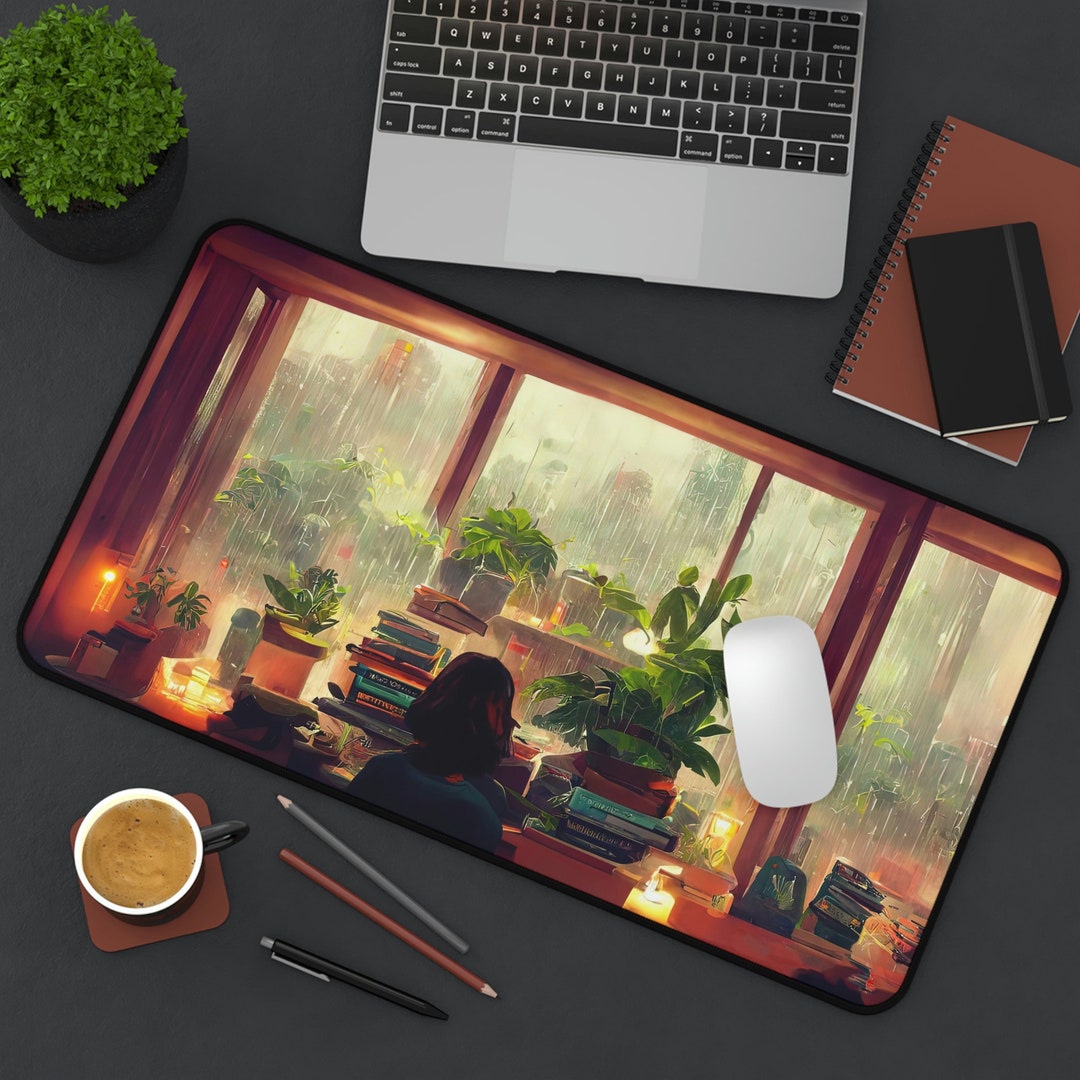 Aesthetic Desk Mat With Beautiful Chill Girl Design, Kawaii Aesthetic ...