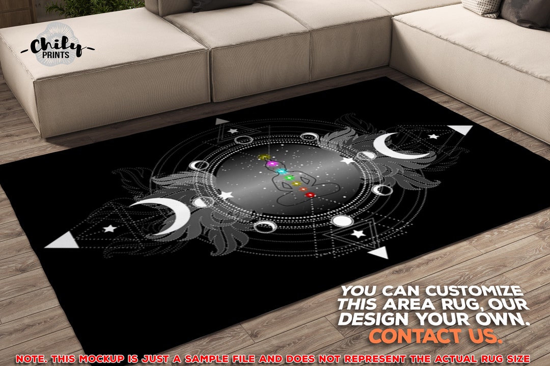 Spiritual Rugs, Buddha Silhouette Area Carpet, Lotus Position Mandala ...