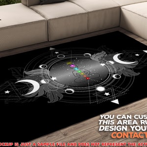 Spiritual Rugs, Buddha Silhouette Area Carpet, Lotus Position Mandala ...
