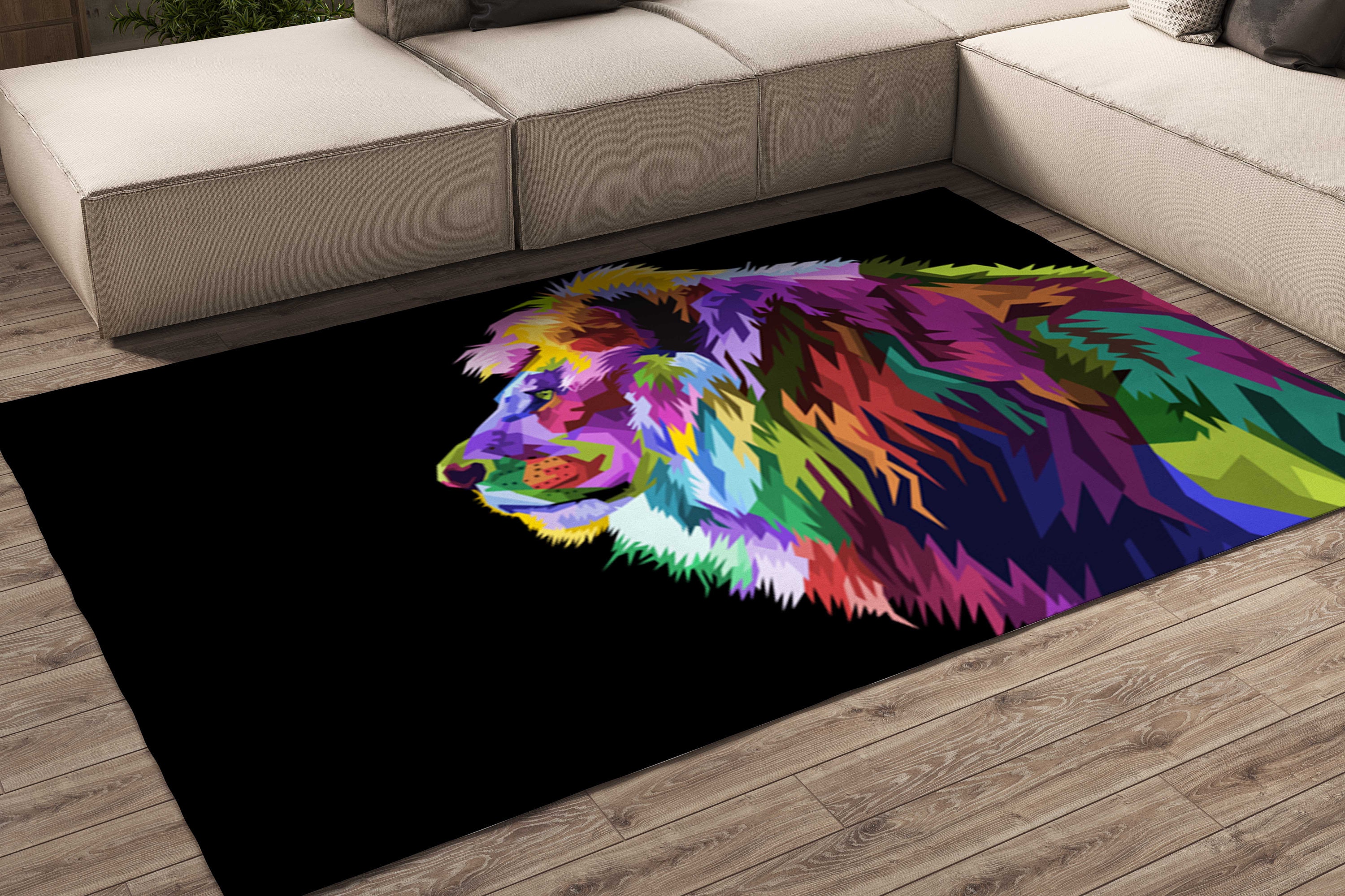 Rugs Pop Art Style Lion Head Area Rugs Home Decor Carpet - Etsy