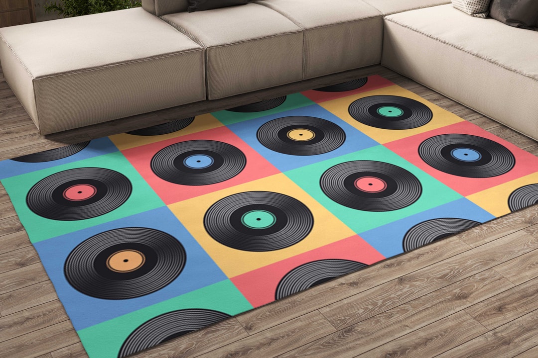 Vinyl Disks Design Print Area Rugs Music Lover Retro Style Music Room ...