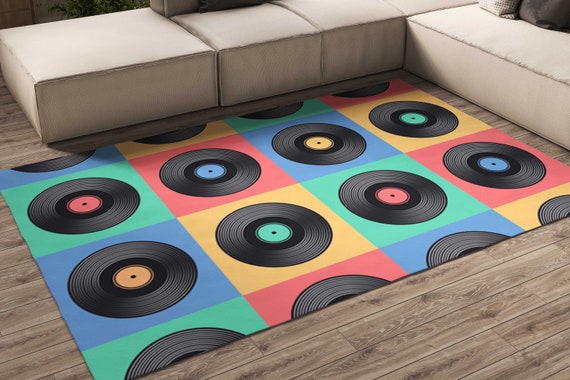 Vinyl Disks Design Print Area Rugs Music Lover Retro Style | Etsy