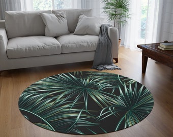 Palm Tree Round Rug - Etsy