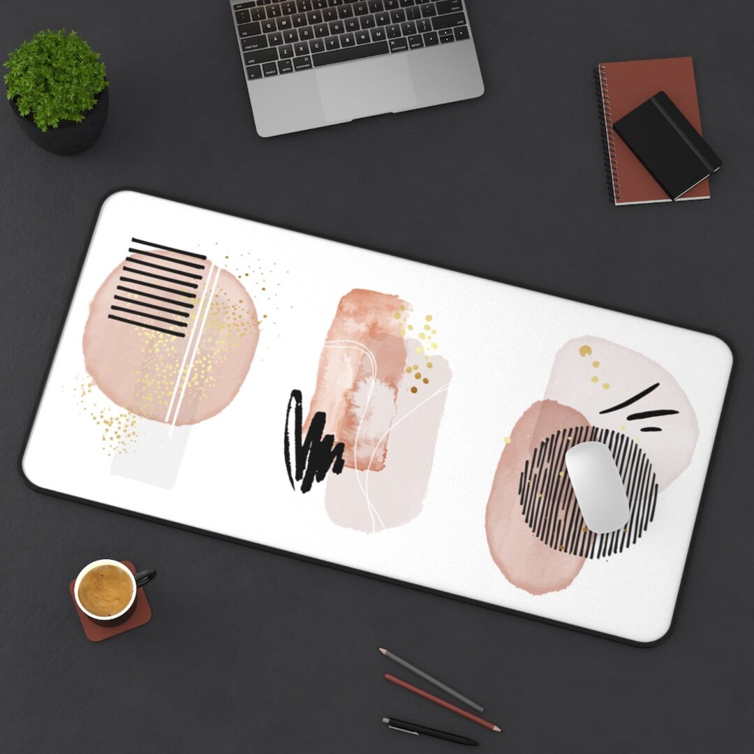 Abstract Painting Pink Art Desk Mat, Modern Pastel Watercolor Paint ...