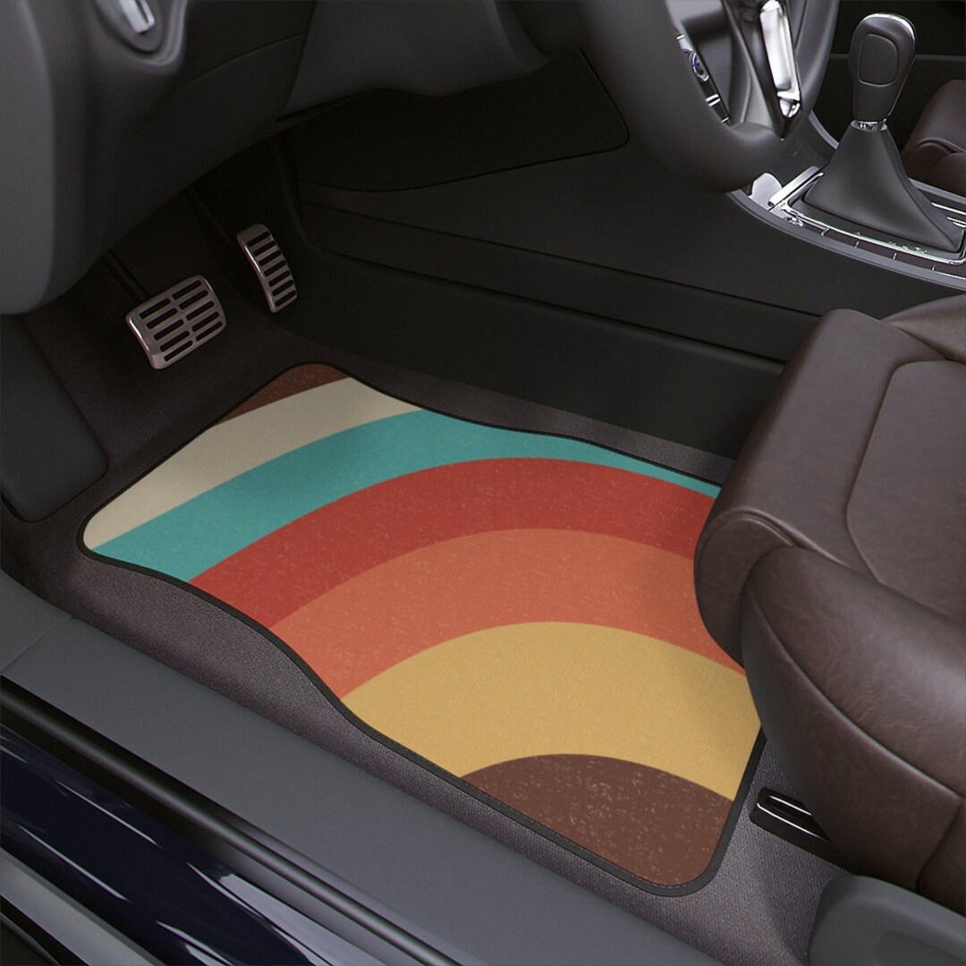 Retro Groovy Stripes Car Floor Mat, Retro Stripes Hippie Car Mat, Retro ...