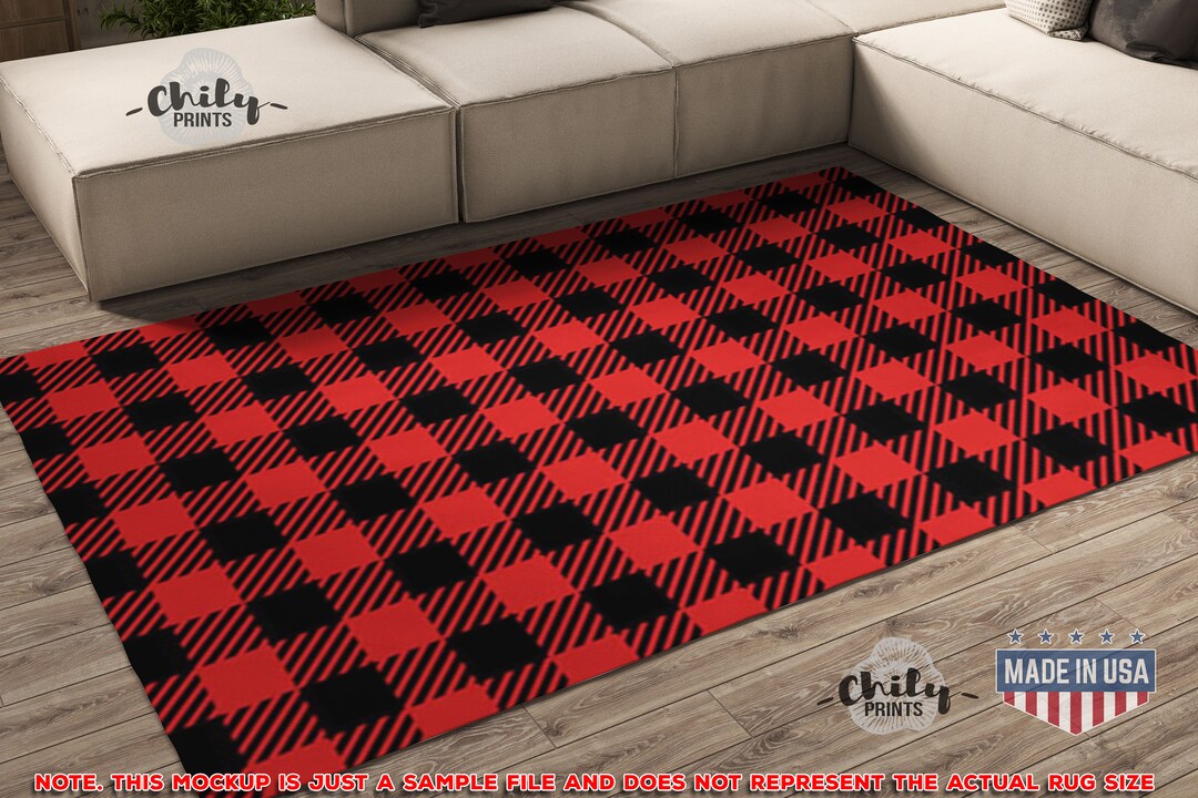 Red and Black Area Rug Lumberjack Buffalo Plaid Carpet Red - Etsy