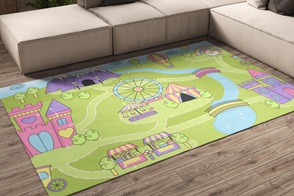 Kids Play Rug Princess Fairy Tale World Area Rug Play Mat - Etsy