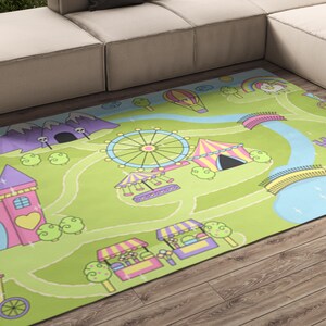 Kids Play Rug Princess Fairy Tale World Area Rug Play Mat, Girls ...