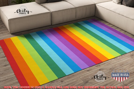 Rugs for Bedroom Rainbow Stripes Area Rug Colorful Carpet - Etsy