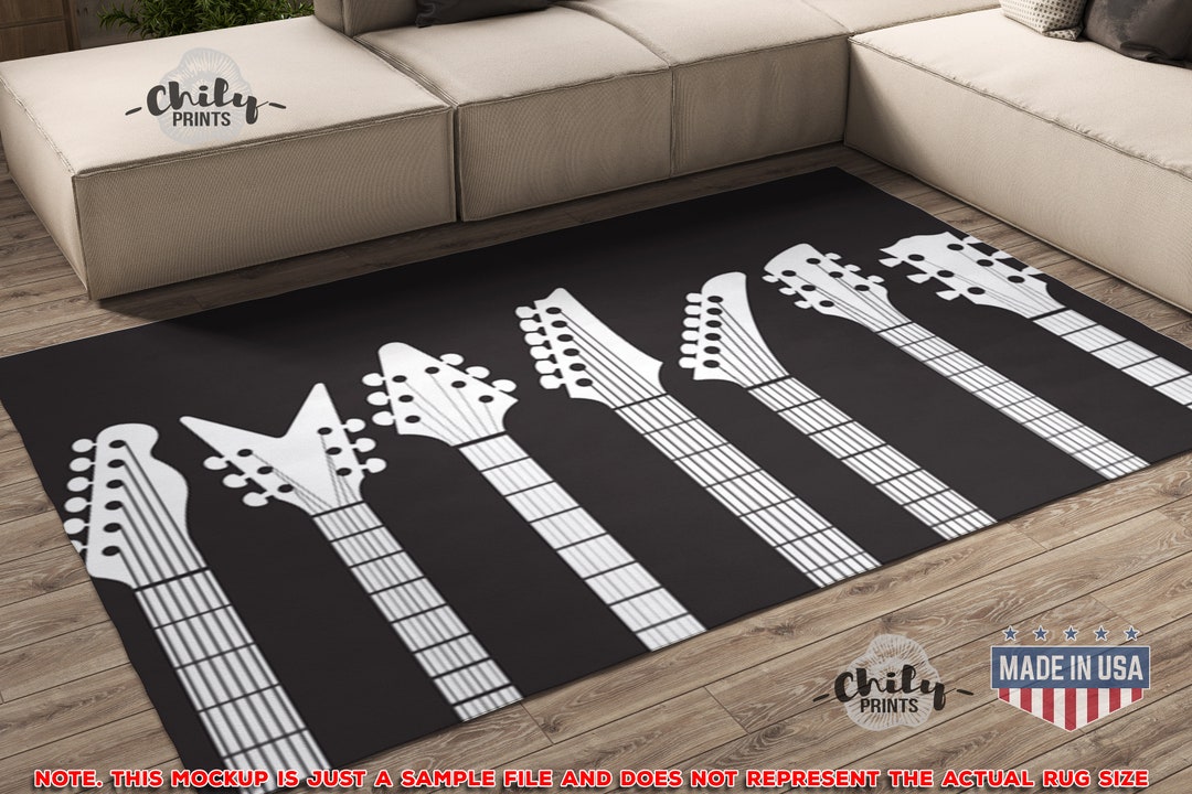 Guitar Area Rugs, Neck Guitar Headstock Print Carpet, Musician Gift Rug ...