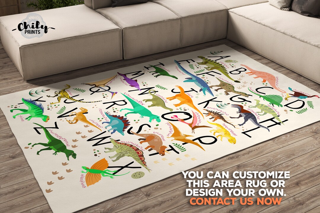 Alphabets With Dinosaurs Area Rugs Learning Alphabets ABC Kids - Etsy