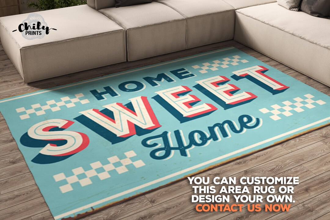 Retro Decor Area Rug Home Sweet Home Design Print Vintage - Etsy