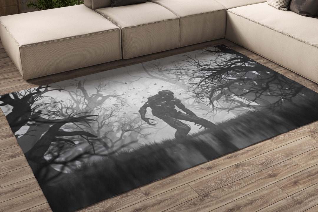 Horror Movie Room Area Rugs, Cinema Room Decor Monster in Creepy Forest ...
