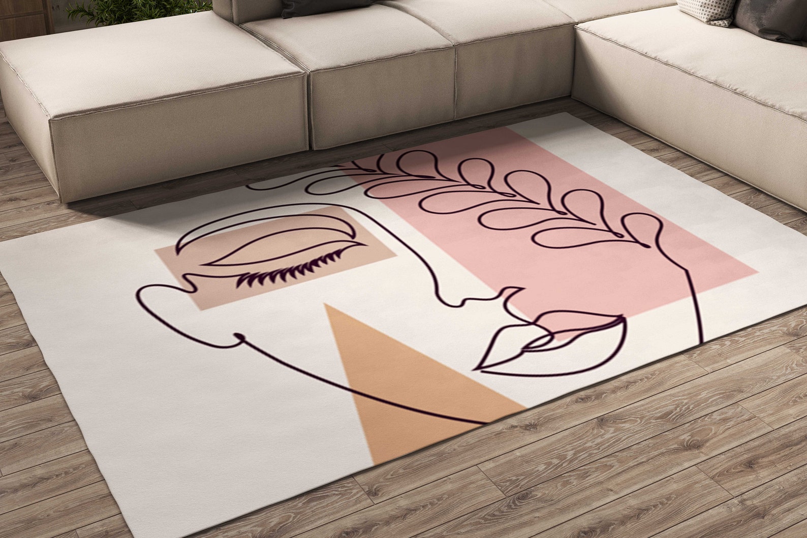 Minimal Line Drawing Art Abstract Hand Draw Design Area Rug | Etsy