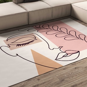 Minimal Line Drawing Art Abstract Hand Draw Design Area Rug - Etsy