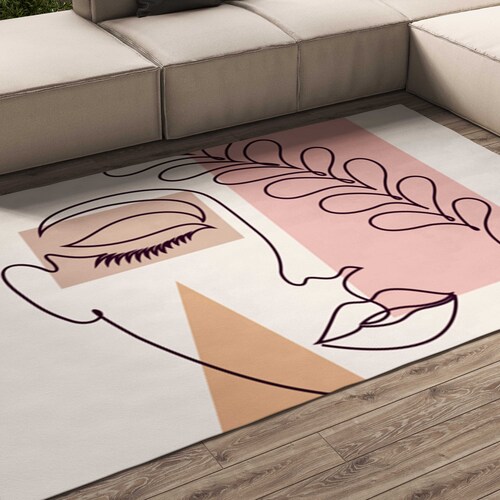 Minimal Line Drawing Art Abstract Hand Draw Design Area Rug - Etsy