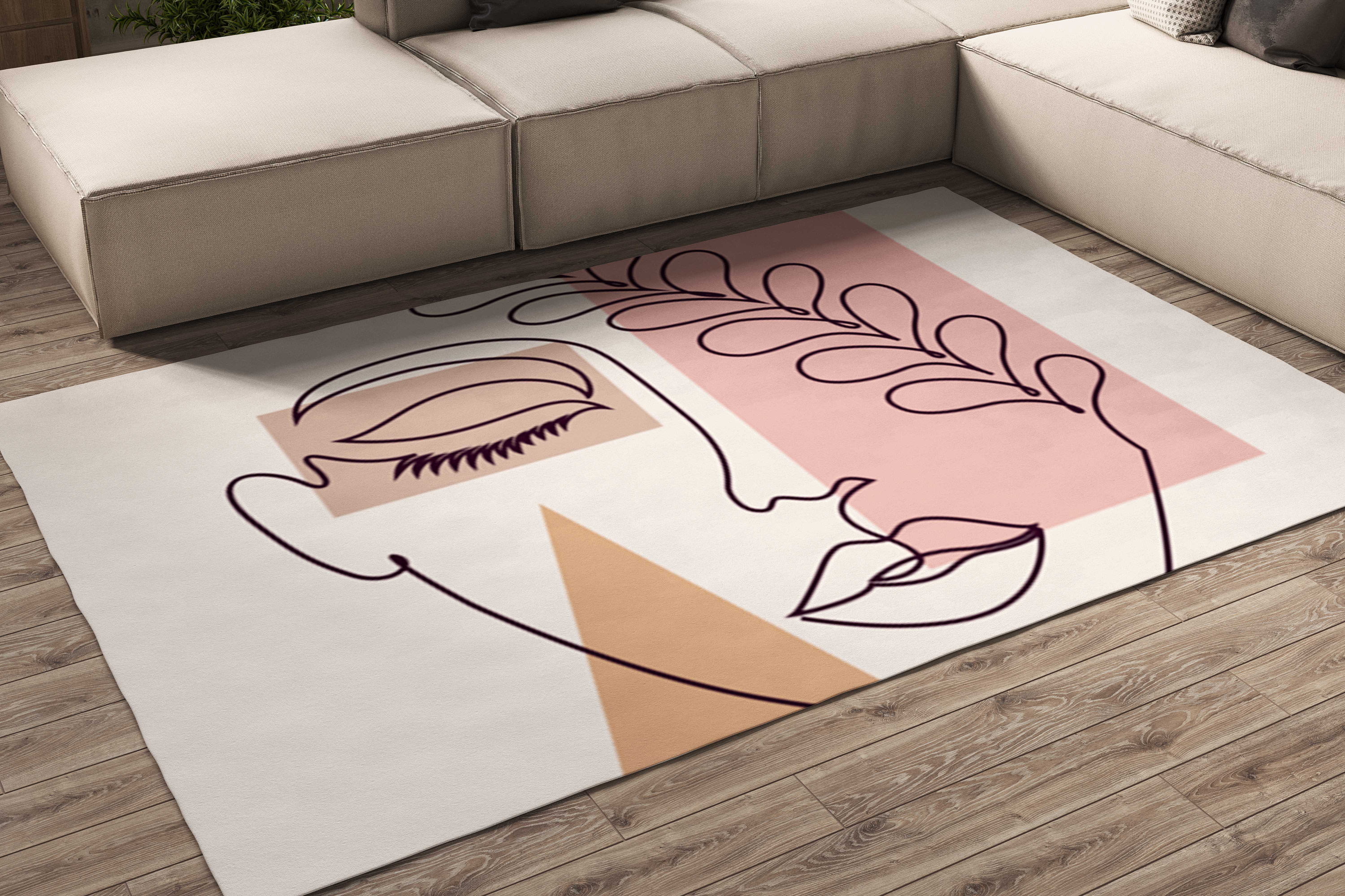 Minimal Line Drawing Art Abstract Hand Draw Design Area Rug | Etsy