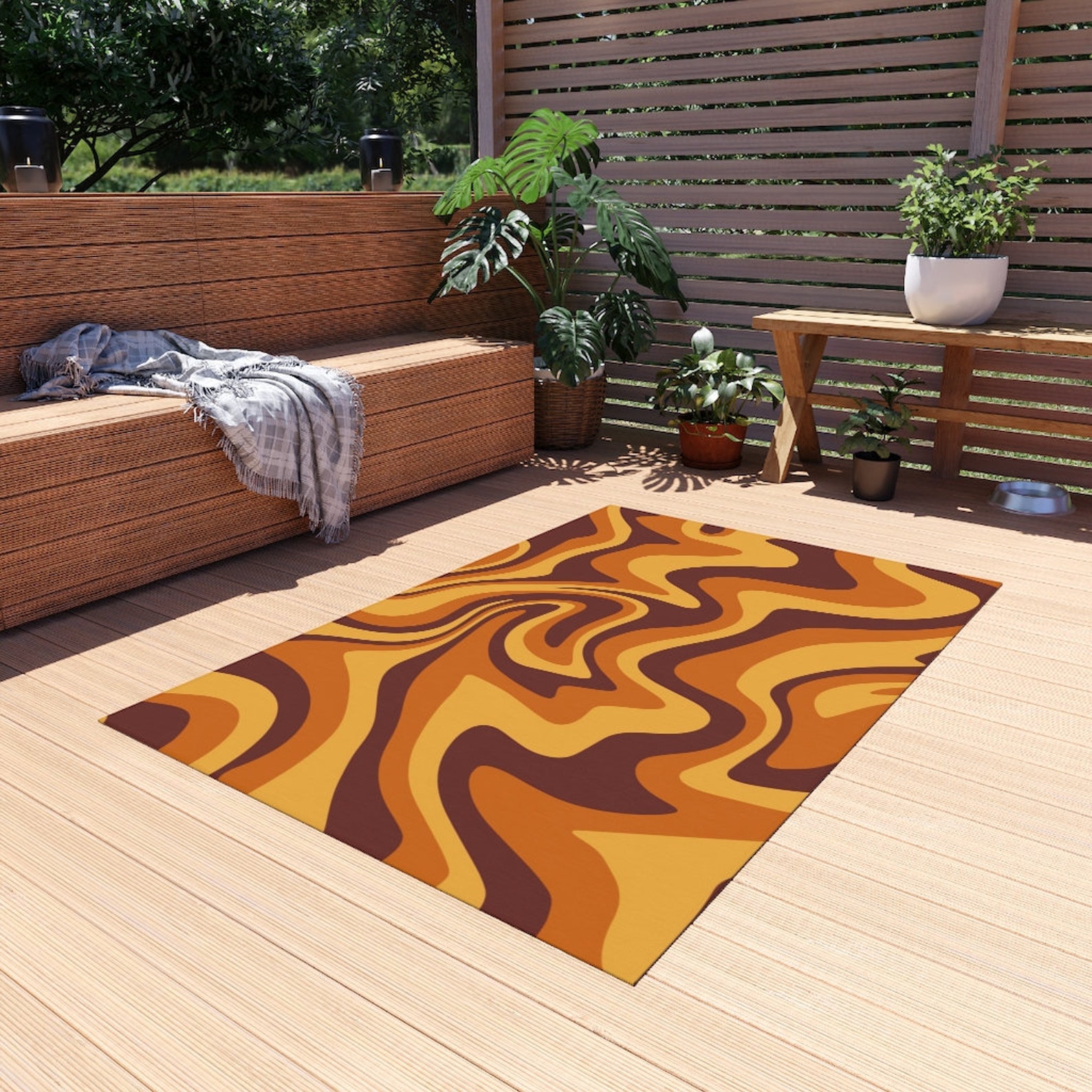 Orange Retro Swirl Rug 1970 Wavy Swirl Psychedelic Groovy 70s - Etsy