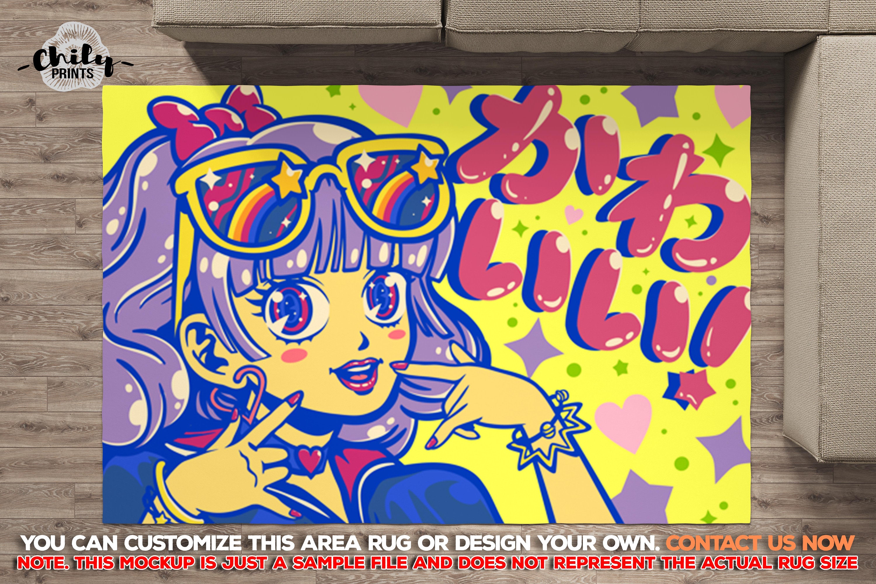 Kawaii Area Rug Pop Art Kawaii Idol Girl Carpet Room Decor | Etsy