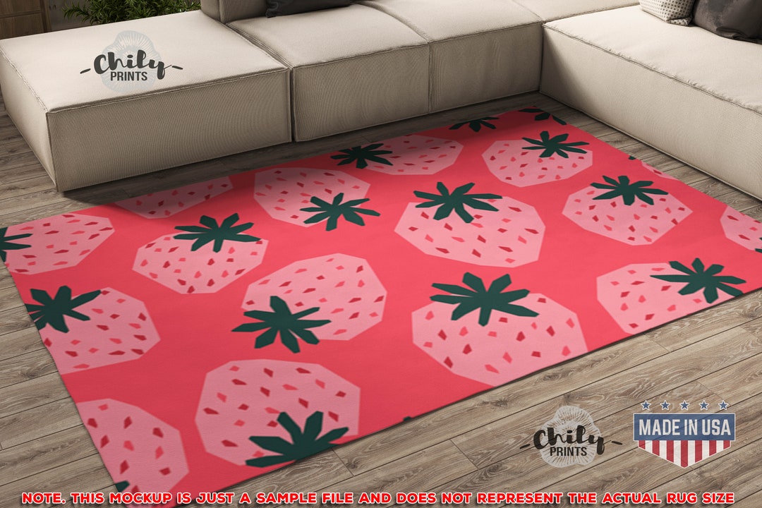 Strawberry Abstract Area Rug Art Fruit Strawberry Carpet - Etsy