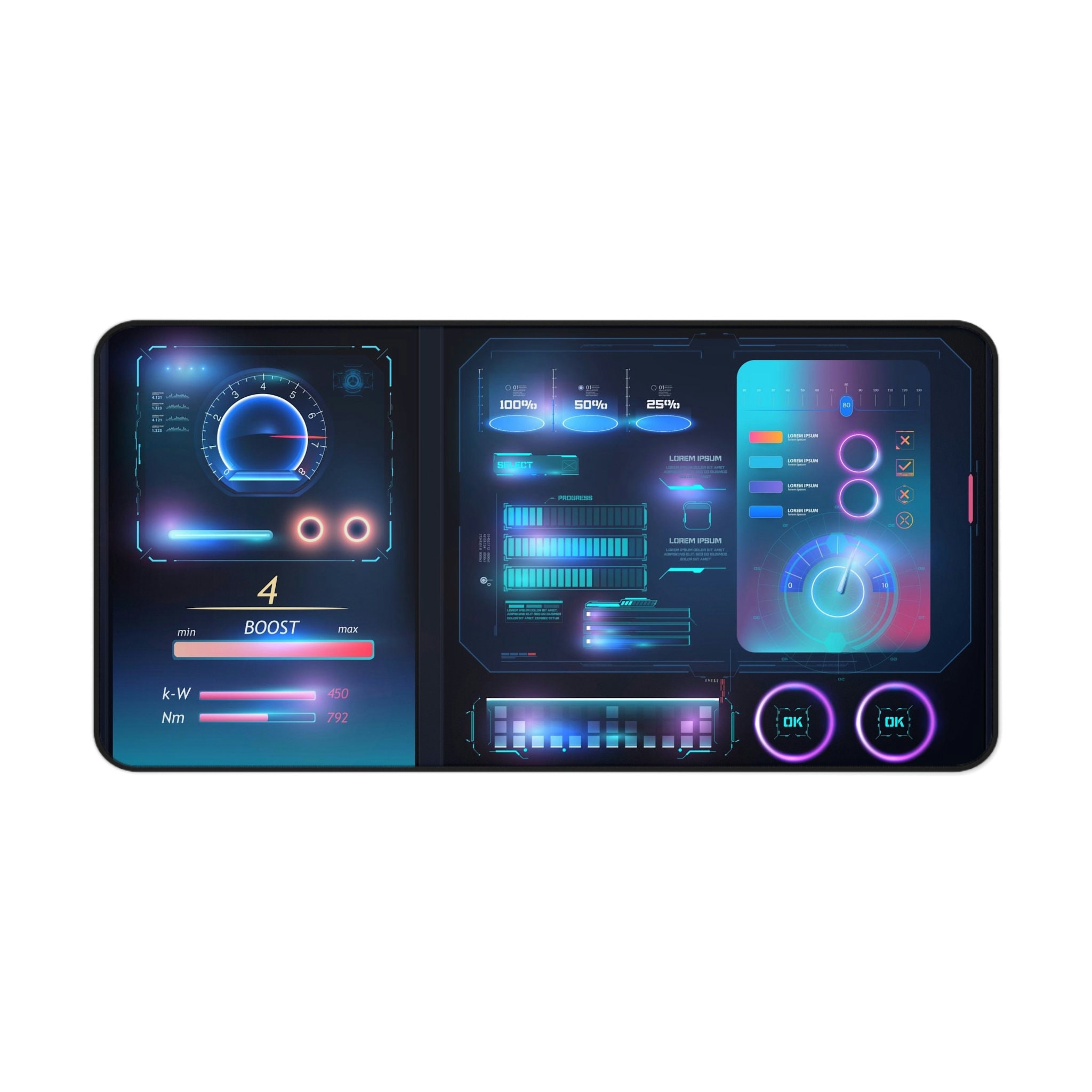 Sci-fi Control Console Display Hud Desk Mat With Futuristic - Etsy