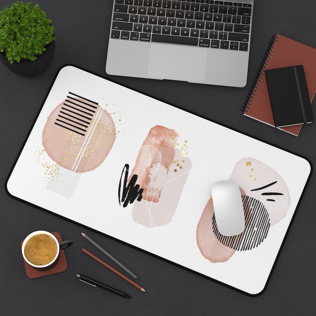 Abstract Painting Pink Art Desk Mat Modern Pastel Watercolor | Etsy