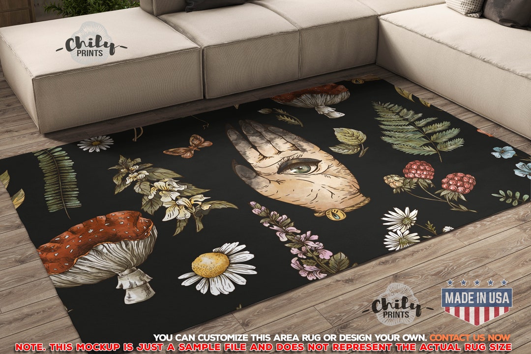 Witch Magic Mushroom Area Rug Psychic Readings Tarot Decor - Etsy