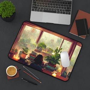 Aesthetic Desk Mat With Beautiful Chill Girl Design, Kawaii Aesthetic ...