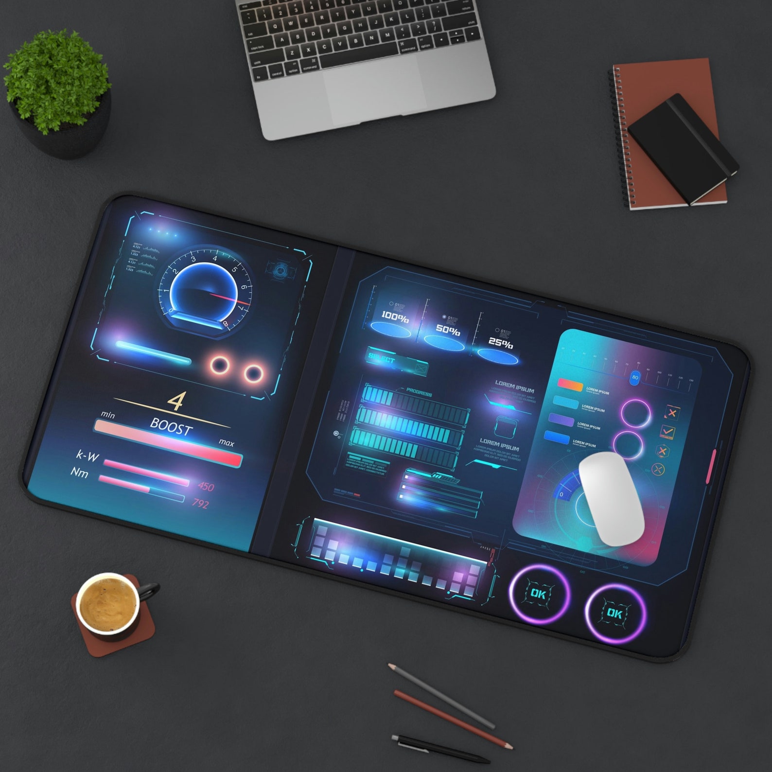 Sci-fi Control Console Display Hud Desk Mat With Futuristic - Etsy