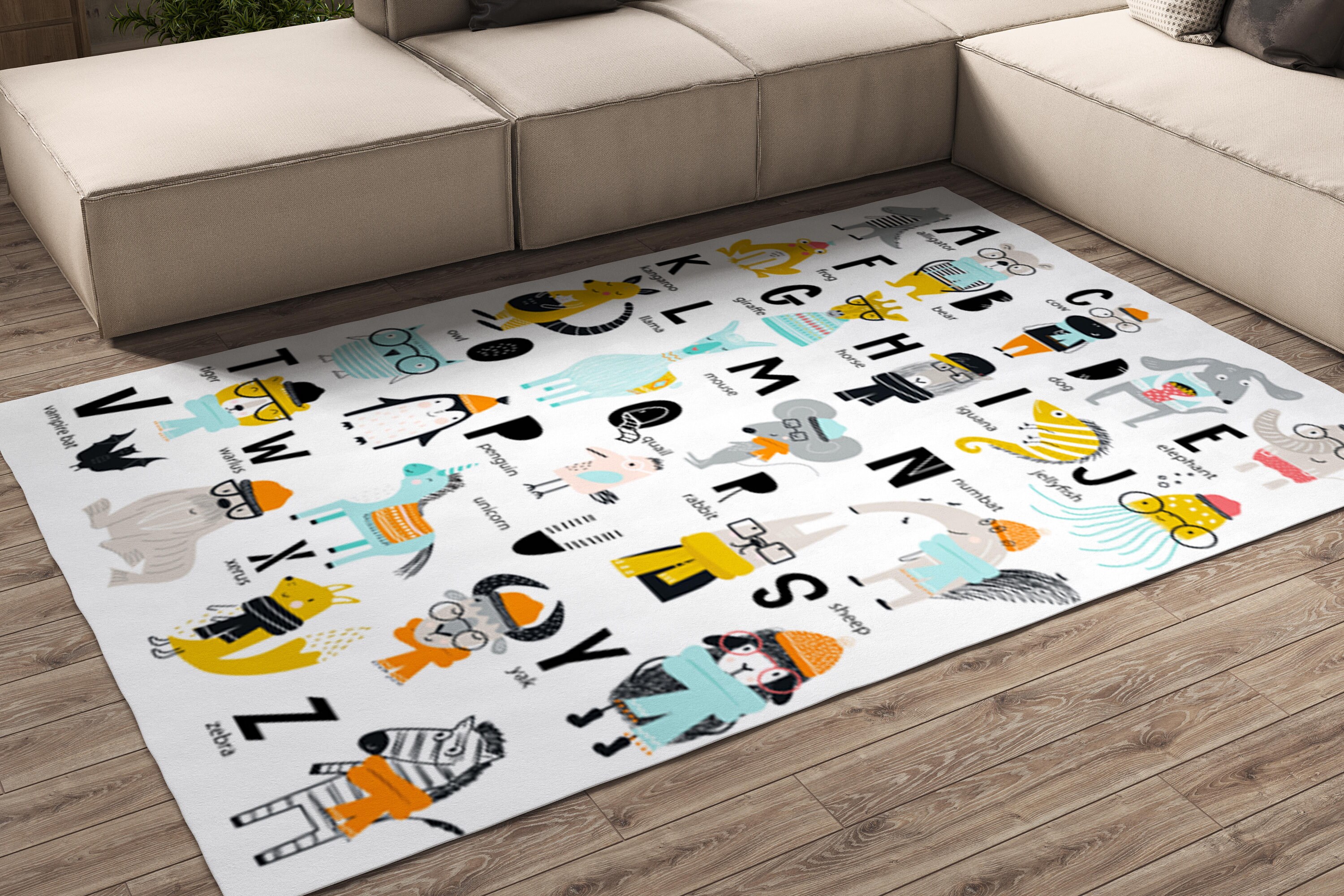 Zoo Alphabets Area Rug Kids Abc Alphabet Cartoon Carpet - Etsy UK