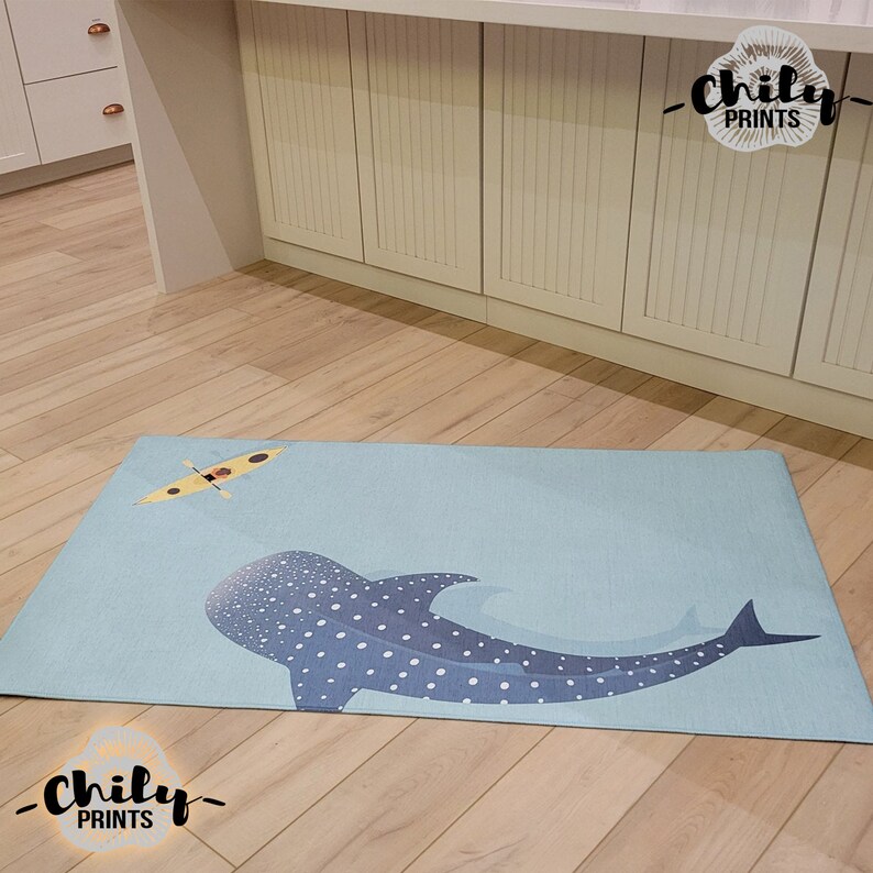 Kayak Whale Shark Design Area Rug Kayaking With Whale Shark | Etsy