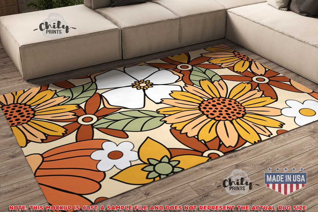 70s Home Decor Area Rug Floral Pattern Print Carpet Rugs for - Etsy