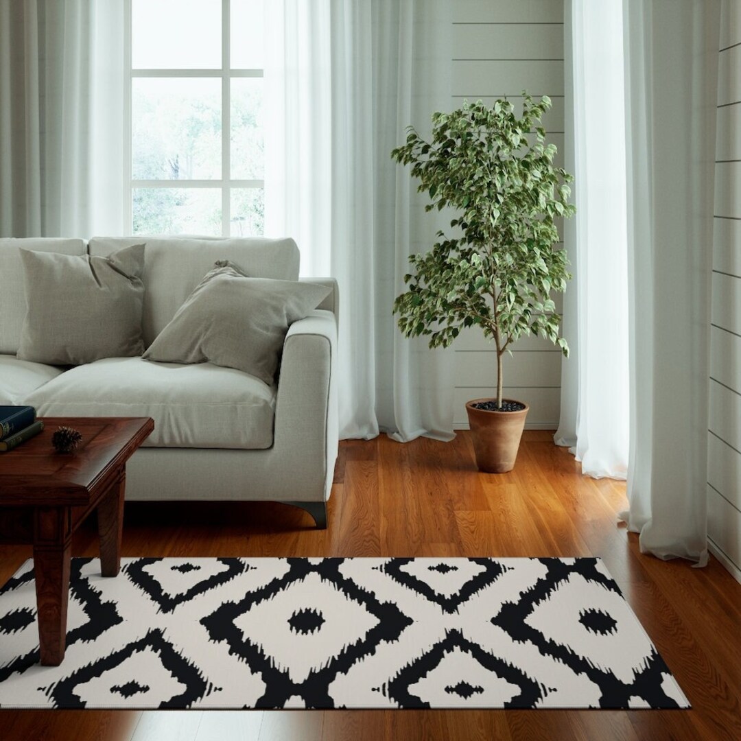 Area Rugs Ikat Geometric Rug, Folklore Ornament With Diamonds Area Rug ...