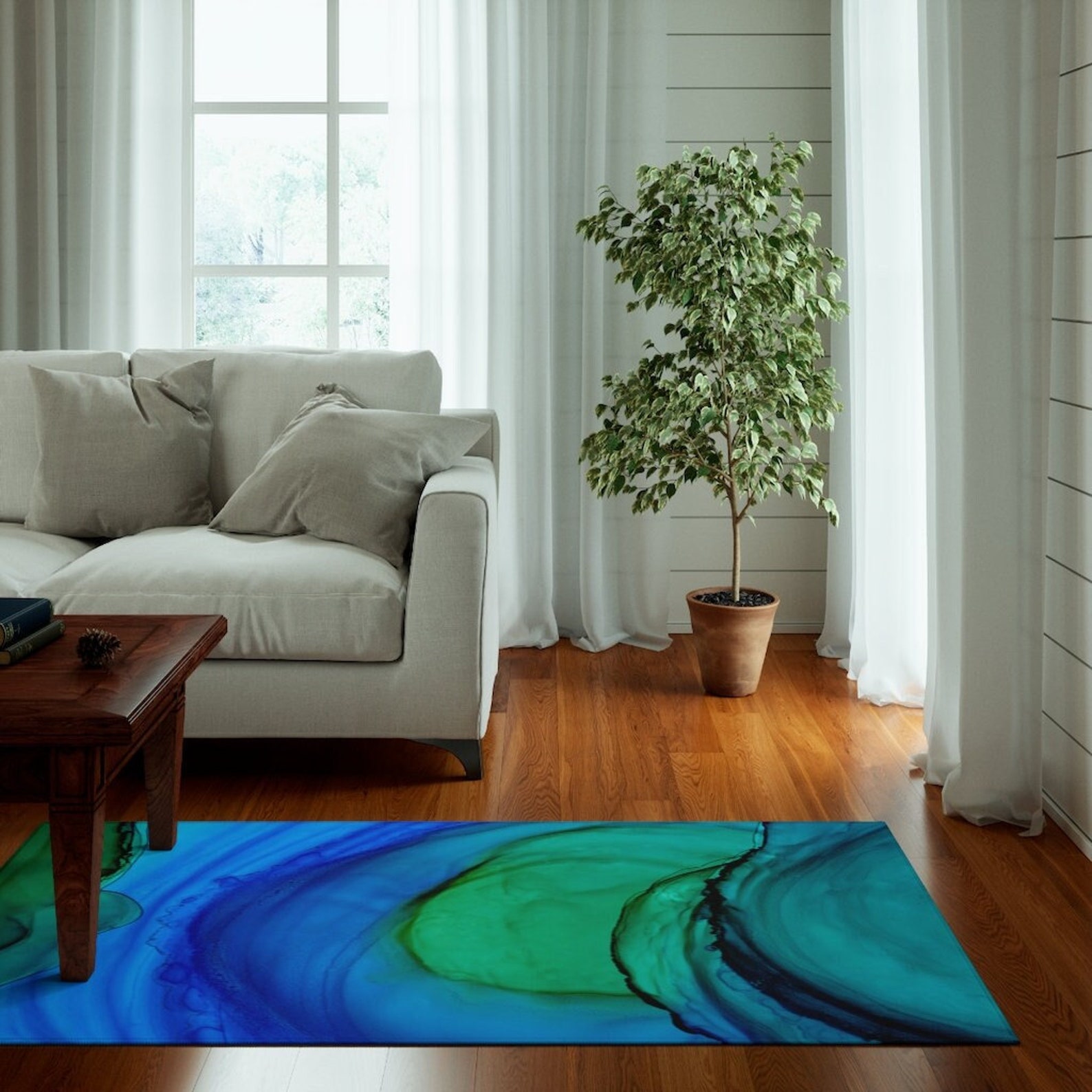 Abstract Bright Blue and Green Rug Bright Blue and Green - Etsy
