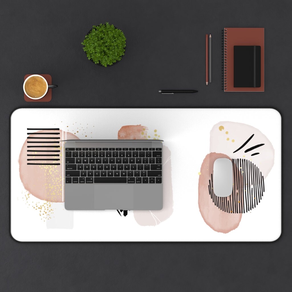 Abstract Painting Pink Art Desk Mat Modern Pastel Watercolor | Etsy