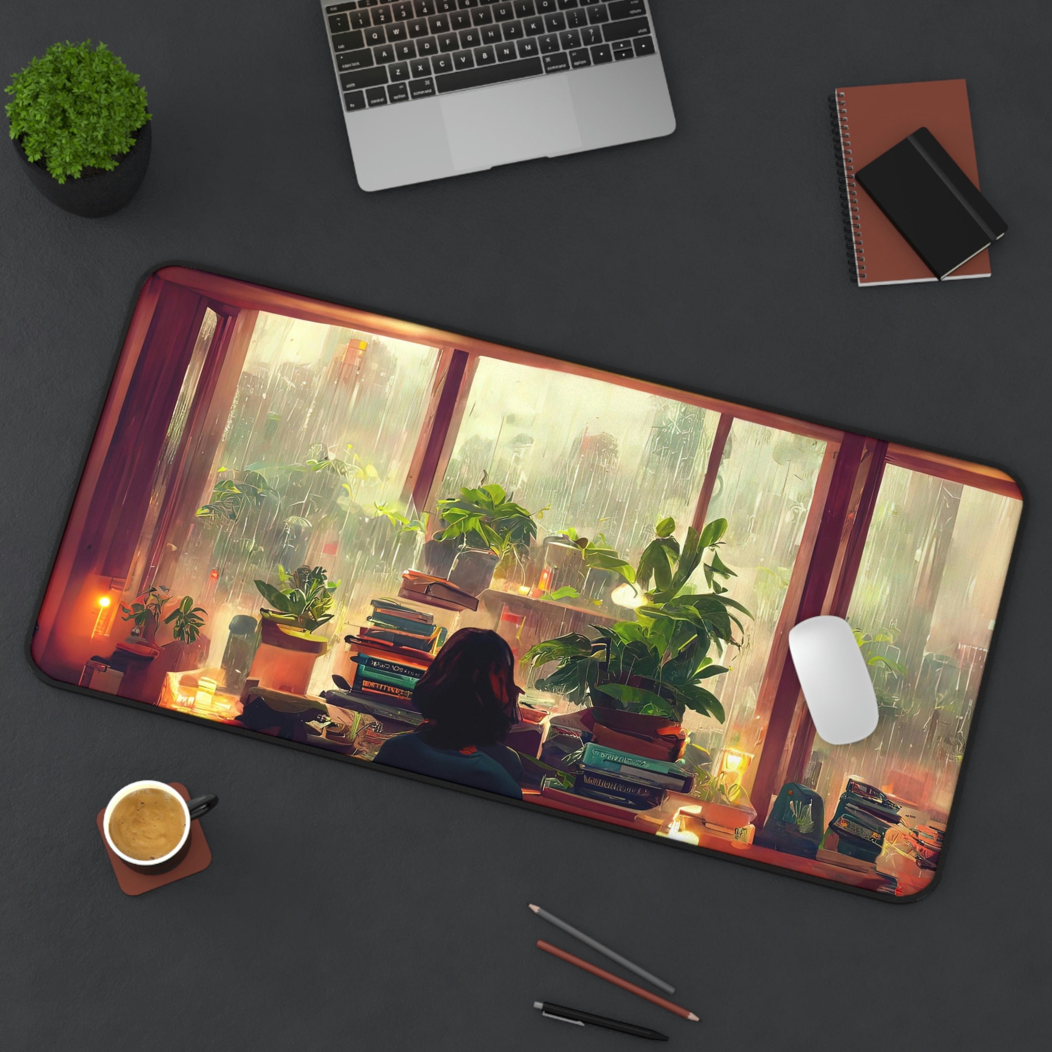 Aesthetic Desk Mat With Beautiful Chill Girl Design Kawaii - Etsy