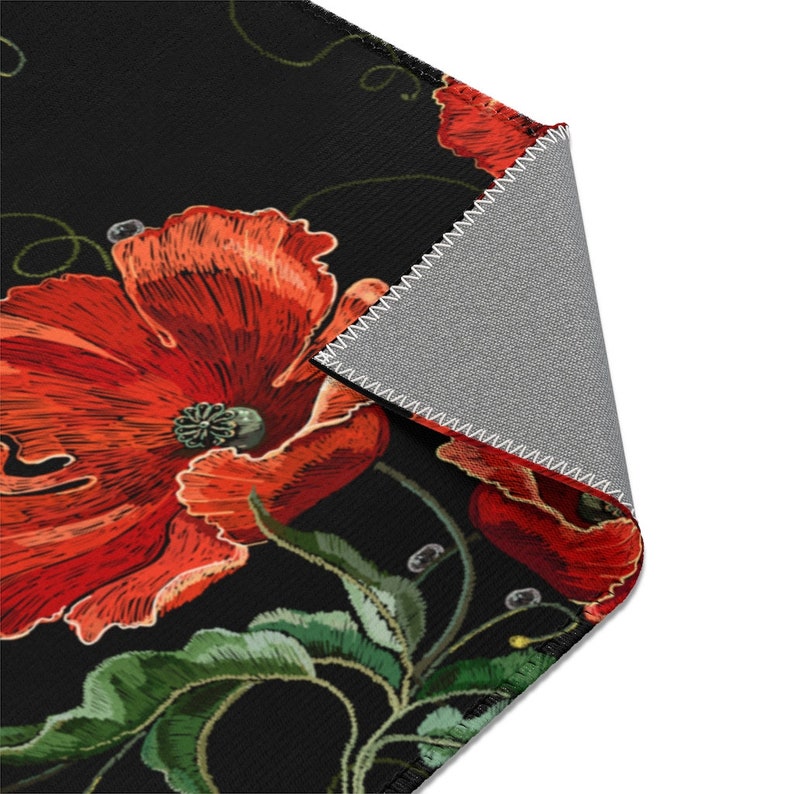 Red Poppies Flowers Area Rug Renaissance Spring Style Carpet - Etsy