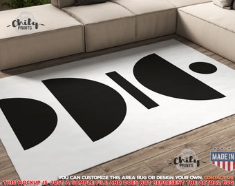 White and Black Abstract Rug - Etsy