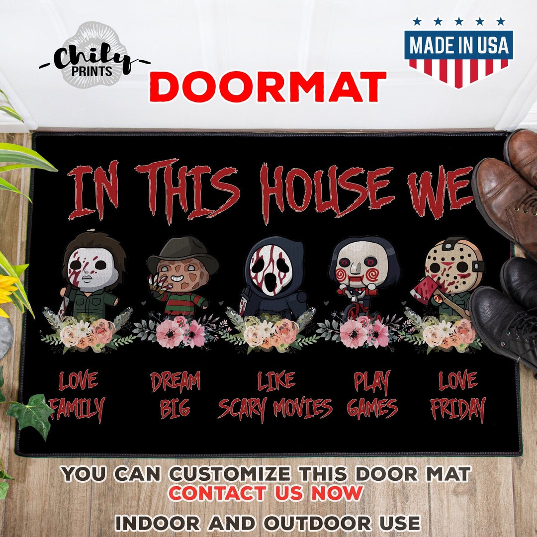 Horror Halloween Doormat in This House We Home Decor Mat - Etsy